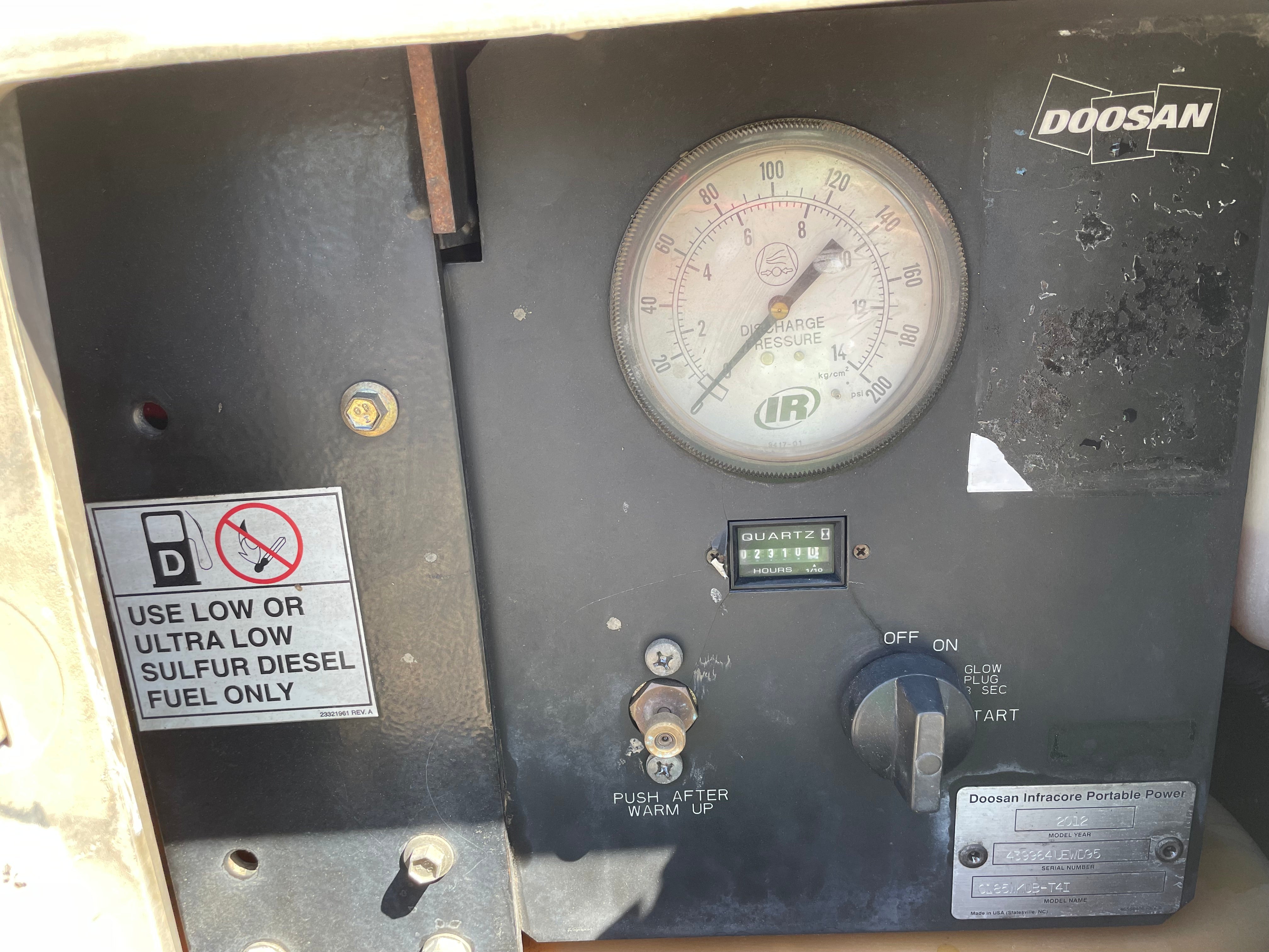 2013 Doosan Infracore C185WKUB-T4I 185 CFM Portable Air Compressor